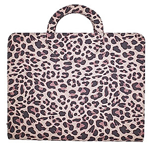 ECEIRO Leather Portfolio Ring Binder - Three Ring Binder Organizer Zippered Padfolio Folder Portfolio Organizer with Hidden Handle Cute Office Leather Binder - Gifts Supplies for Women