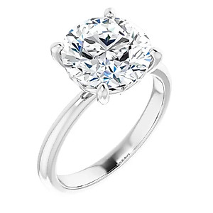 10K Solid White Gold Handmade Engagement Rings, 4 CT Round Cut Moissanite Diamond Solitaire Wedding/Bridal Rings for Women/Her, Minimalist Anniversary Ring Gifts (5)