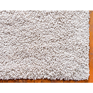 Unique Loom Davos Shag Collection Area Rug - Solid (9' x 12' Rectangle, Linen)