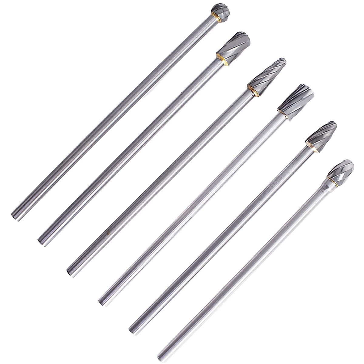 marddpair 6Pcs 6MM(1/4 Inch) Shank 10MM Head 150MM Length Carbide Alloy Rotary Burr Set Fit Rotary Tool for Woodworking, Drilling, Metal Craving, Engraving, Polishing