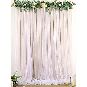 Champagne Tulle Backdrop Curtains for Baby Shower Party Wedding Photo Drape Backdrop for Photography Props Engagement Bridal Shower 5 ft X 10 ft