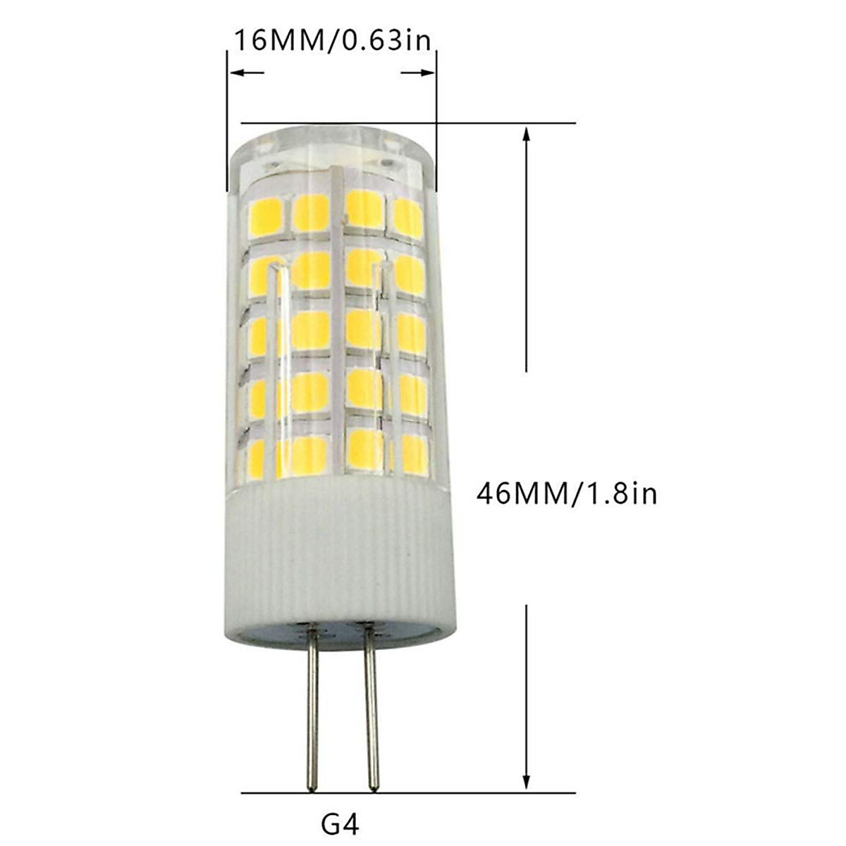 G4 LED Bulbs Dimmable G4 Bi-Pin Base 6W(Equivalent to 50W Halogen Replacement) Warm White 3000K Ceramic Base LED Corn Light for Home Lighting Bedroom, 64 LED 2835 SMD,Dimmable,6 Pack