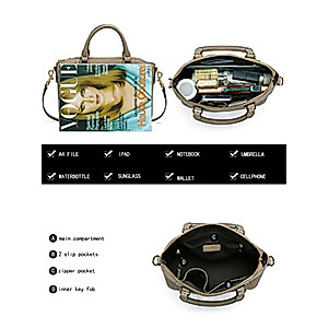 Satchel Handbags For Women Genuine Leather Shoulder Tote Handbags With Adjustable Strap (Grey)