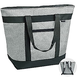 Large Insulated Grocery Bags Cooler Bag, 2 in 1 Cooler Tote/Cooler Backpack, Leak-Proof Soft Cooler Bag for Food Delivery, Grocery Shopping, Travel, Beach, Camping & Outdoor Activities (Grey)
