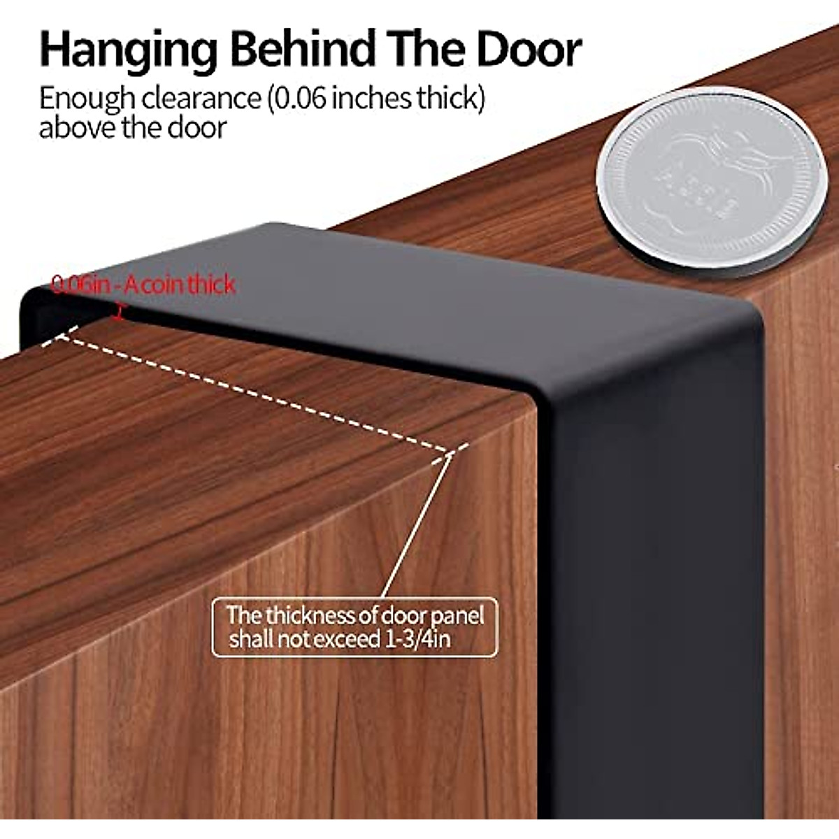 Mdvora 1/2/4 Pack Over Door Hooks, Black/White, Short/Long, Heavy-Duty Over Door Hanger(1pcs Short Black)