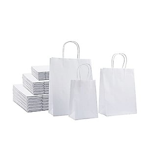 Amazon Basics Kraft Paper Bags (Small, Medium, Large) 25 Pcs Each (75 Total), White