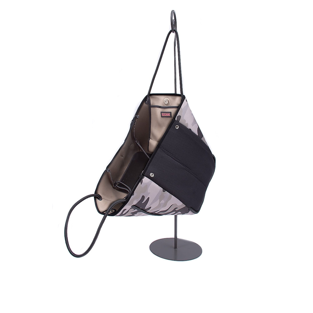 Greyson Safari Tote by Haute Shore, Green Camo W/Black & Gold Stripe, One size