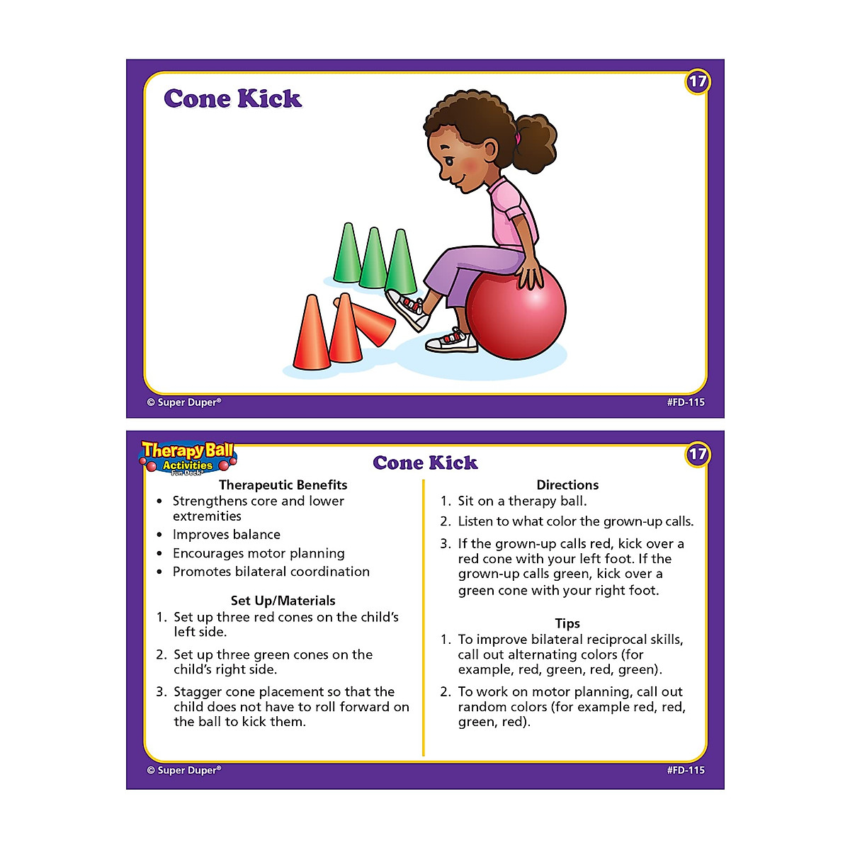 Super Duper Publications | Therapy Ball Activities Fun Deck | Upper Body and Core Strength Flash Cards | Educational Learning Materials for Children