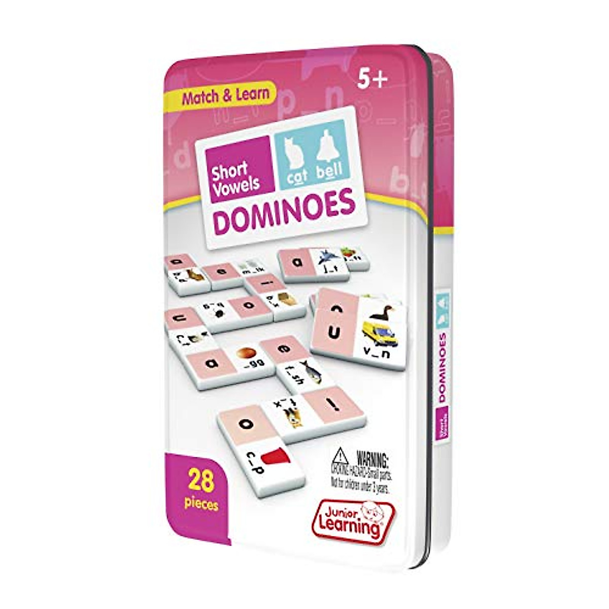 Junior Learning Short Vowel Dominoes Educational Action Games, Multi (JL493)