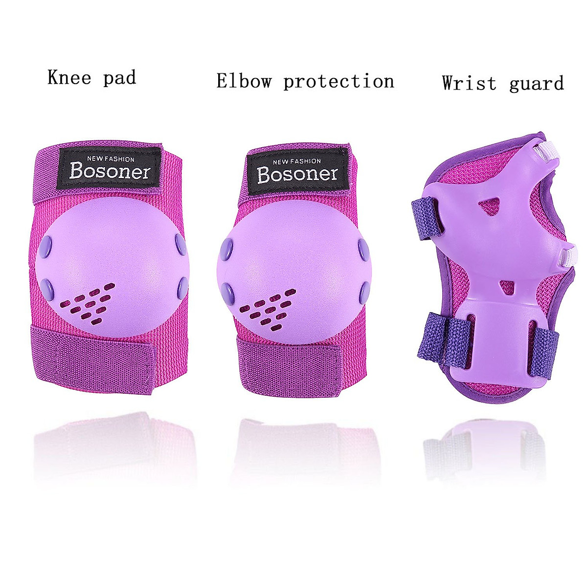 BOSONER Kids/Youth Knee Pads Elbow Pads Wrist Guards Set for 3-15 Years, Child Protective Gear Set for Multi-Sports Outdoor, Roller Skates, Cycling, BMX Bike, Skateboard, Inline Skating, Scooter