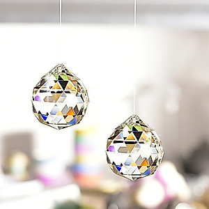 JIHUI Clear Glass Crystal Ball Prism Pendant Suncatcher 40mm Pack of 2