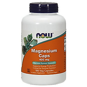 NOW Magnesium 400mg,180 Capsules (Pack of 2)