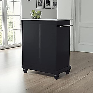HomeStock French Fabulous Stone Top Portable Kitchen Island/Cart Black/White