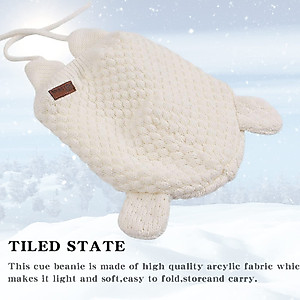 Bamery Baby Crochet Hat Infant Cute Bear Ear Beanie Toddler Boys Girls Earflap Hats for Fall Winter Warm Cap (Bear White, 0-6M)