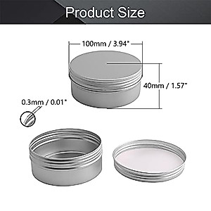Othmro 3pcs 8.5oz Metal Round Tins Aluminum Tin Cans Containers with Screw Lid, 100 * 40mm(DxH) Silver tin cans for Salve, Spices, Lip Balm, Tea or Candies 250ml