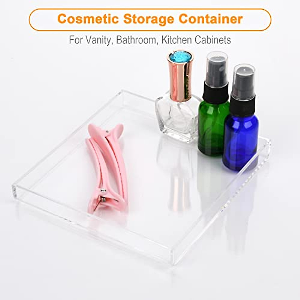 Beautyflier 2pcs Small Acrylic Tray, Digital Kitchen Scale Acrylic Tray, Cosmetic Storage Container for Vanity, Bathroom, Kitchen Cabinets
