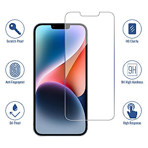 NEEPART 4 Pack Tempered Glass Screen Protector for iPhone 14 Plus/iPhone 13 Pro Max [6.7 Inch], Sensor Protection, 9H Tempered Glass Film, Anti-Scratch, Case Friendly, Easy Installation, Bubble Free,