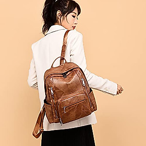XIA WEI SI Women's Backpack Purses Multipurpose Vintage Handbag Shoulder Bag PU Leather Fashion Travel bag (Brown)