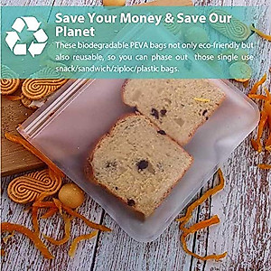 OHANASPACE BPA-FREE Reusable Durable Storage Bags - 10 Packs Leakproof Flat Freezer (2 Gallon Bags, 3 Large Sandwich & 2 Snack Bags), Resealable Thick Food-Grade , White, 17.5 x 12.5 x 0.78 inches