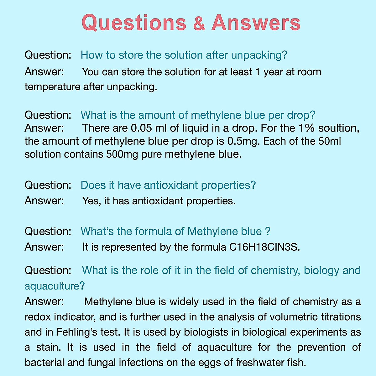Methylene Blue USP Grade 1.0% Solution 50 mL (1.69 fl oz) High Purity with Aseptic Filling Techniques (Premium Dropper) 3rd Party Tested.