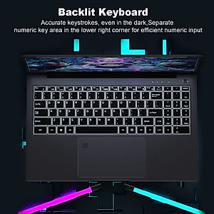 ciciglow 15.6in HD Laptop for Windows 10 11, 16GB RAM 1920 x 1080 Business Laptop, 11th Generation for Intel Core Processor I7 1165G7, 2MP HD Camera, Fingerprint Unlock, Bluetooth 4.0 (256GB US Plug)