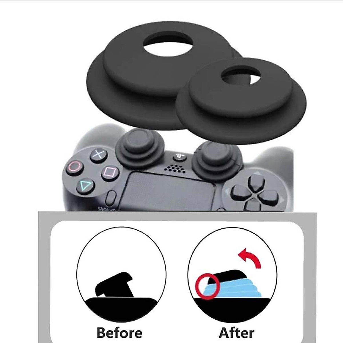 YITAQI Joystick Cover,2 in 1 Thumb Stick for Xbox 360 Control Game Playstation 3 PS4 Pro Analog Aim Assistant Ring Shock Absorbers