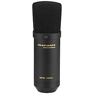 Marantz Professional MPM-1000U | Large Diaphragm USB Condenser Microphone for Podcasting & Recording, Including USB Cable & Mic Clip, Black
