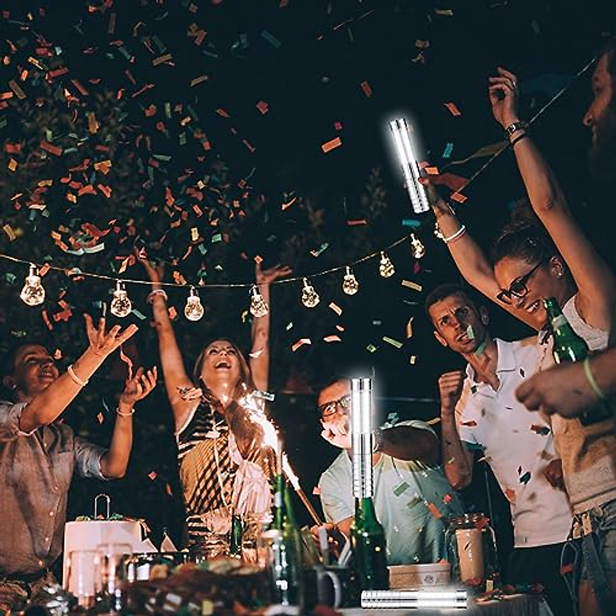 2PCS LED Strobe Baton Light Bright Rechargeable LED Light Club Signs for Bottle Service Reusable Nightclub Parties (Gold+Sliver)