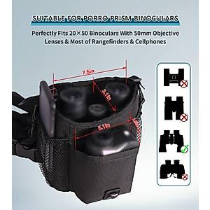 GAIARENA Waterproof Binocular Harness Chest Pack, Bino Harness Case with Rangefinder & Cellphone Pocket for 20x50 Binoculars(Full Size)