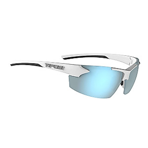 Tifosi Optics Track Sunglasses (White/Black, Smoke Bright Blue)