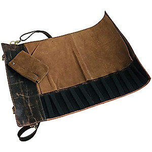 Leather Knife Roll | Leather Knife Case | Leather Knife Roll for Chef | Chef Knife Roll | Leather Knife Roll Bag | Kitchen Knife Case (Brown)