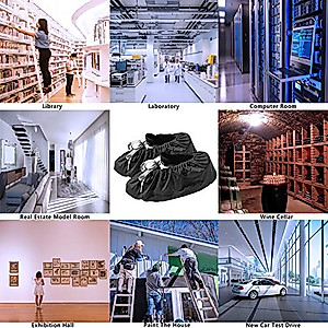 Anmerl 10 Pairs Shoe & Boot Covers, Durable Cotton Breathable Reusable Shoe Covers, Non-Slip Washable Foot & Shoe Booties for Indoors Contractors Workers Shoeless Home (Large - Black)