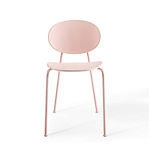 Modway Palette Modern Molded Plastic Accent Dining Chair in Pink - Set of 2 - Comes Fully Assembled