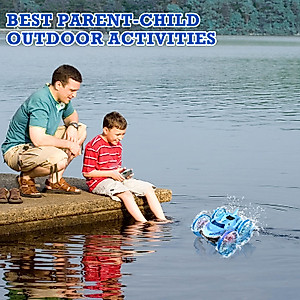 FUUY Amphibious Waterproof Remote Control Boat: RC Car Monster Truck with Lights 4WD Gesture Hand Controlled Water Beach Pool Toys Kids Gifts for Boys Pool Toys