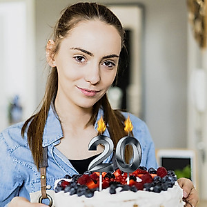 Black 15th & 51st Birthday Candles for Cakes, Number 15 51 Glitter Candle Cake Topper for Party Anniversary Wedding Celebration Decoration