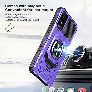 Ailiber for TCL ION X Phone Case, TCL ION V Case with Screen Protector, Ring Kickstand for Magnetic Car Mount, Military Grade, Heavy Duty Shockproof Protective Cover for TCL IONX/TCL IONV-Purple