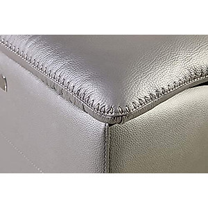 Blackjack Furniture Venice 7 Piece Italian Leather Sectional Sofa with 3-Power Recliners, Adjustable Headrest, Lumbar Support, USB and Wireless Charging Station, Extra Large Storage, 1 Console, Gray