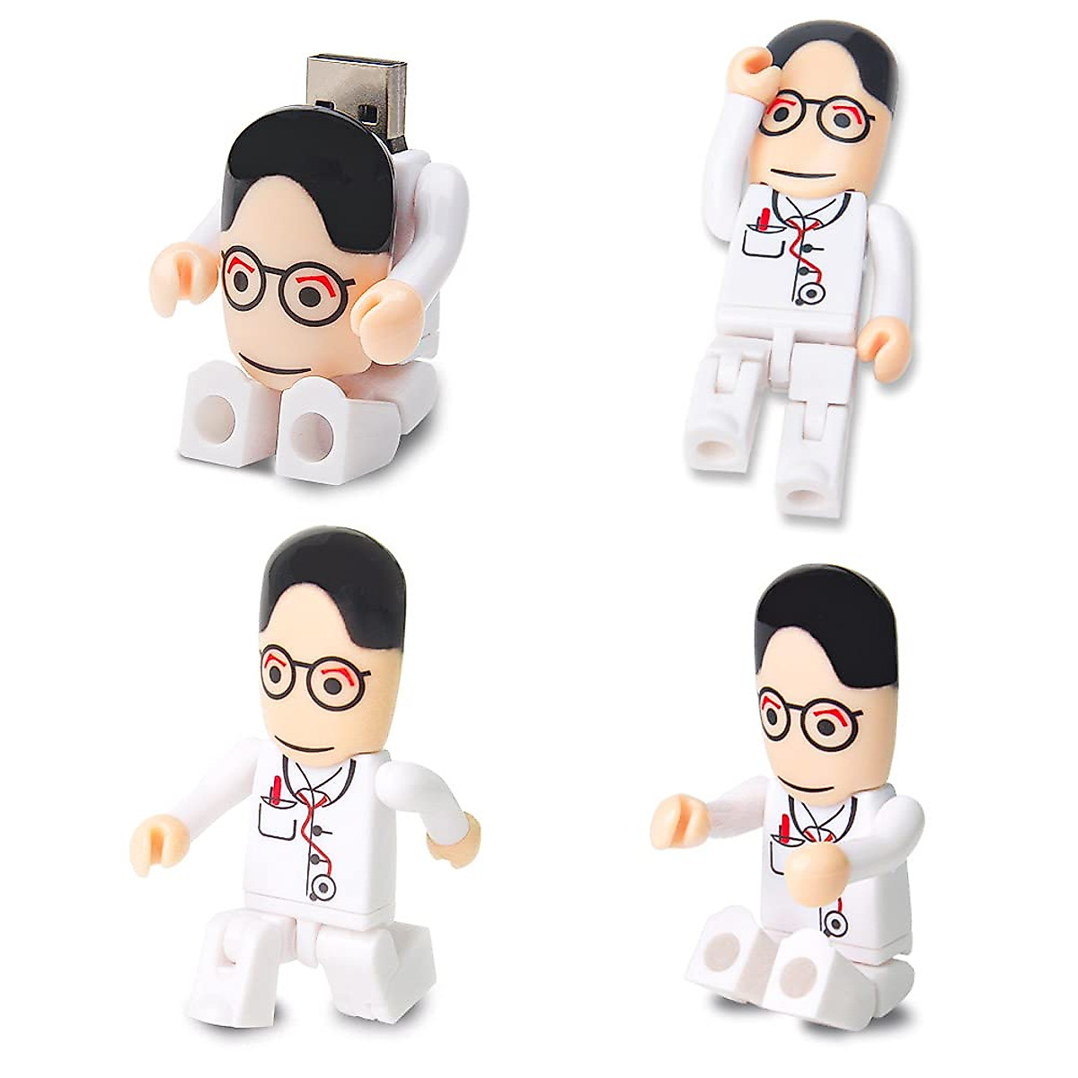 LEIZHAN Cute USB Flash Drive Character Thumb Drive for Kids Students Gift Pendrive (32GB, Doctor in White)