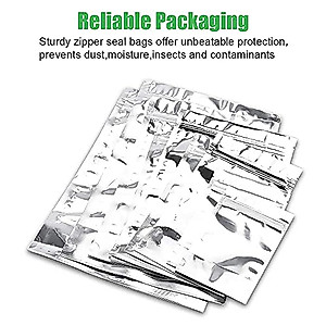 Mylar Bags, 90 Pack 9 Sizes 7mil Mylar Bags for Food Storage, Resealable mylar ziplock bags, Stand Up Pouch Bags, Clear Front with Aluminum Foil Back, Zipper Bags with Gusset Bottom for Multipurpose
