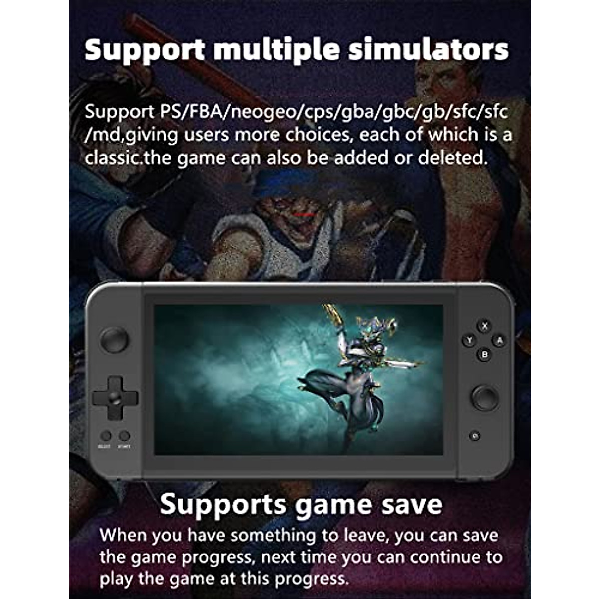 CZT 7-inch Quad-core Game Console Precise Dual Joystick Supports Multiple emulators Built-in 9000 Games Search/Favorites/Save HDMI Output mp3/mp4 Free Protection case