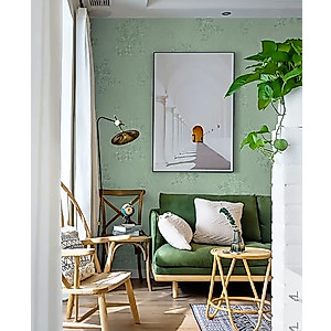 Dimoon Wallpaper 78.7"x17.3" Thicken Embossed Floral Stick and Peel Wallpaper Green Flower Stick Peel Contact Paper Solid Pure Waterproof Green Adhesive Wallpaper Removable Shelf Vinyl Roll