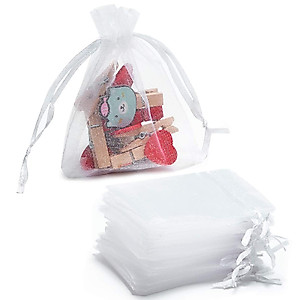 Tendwarm 100pcs 3x4 Inch Sheer Organza Bags for Party Festival Wedding Favor Bags with Drawstring Gift Bags Christmas