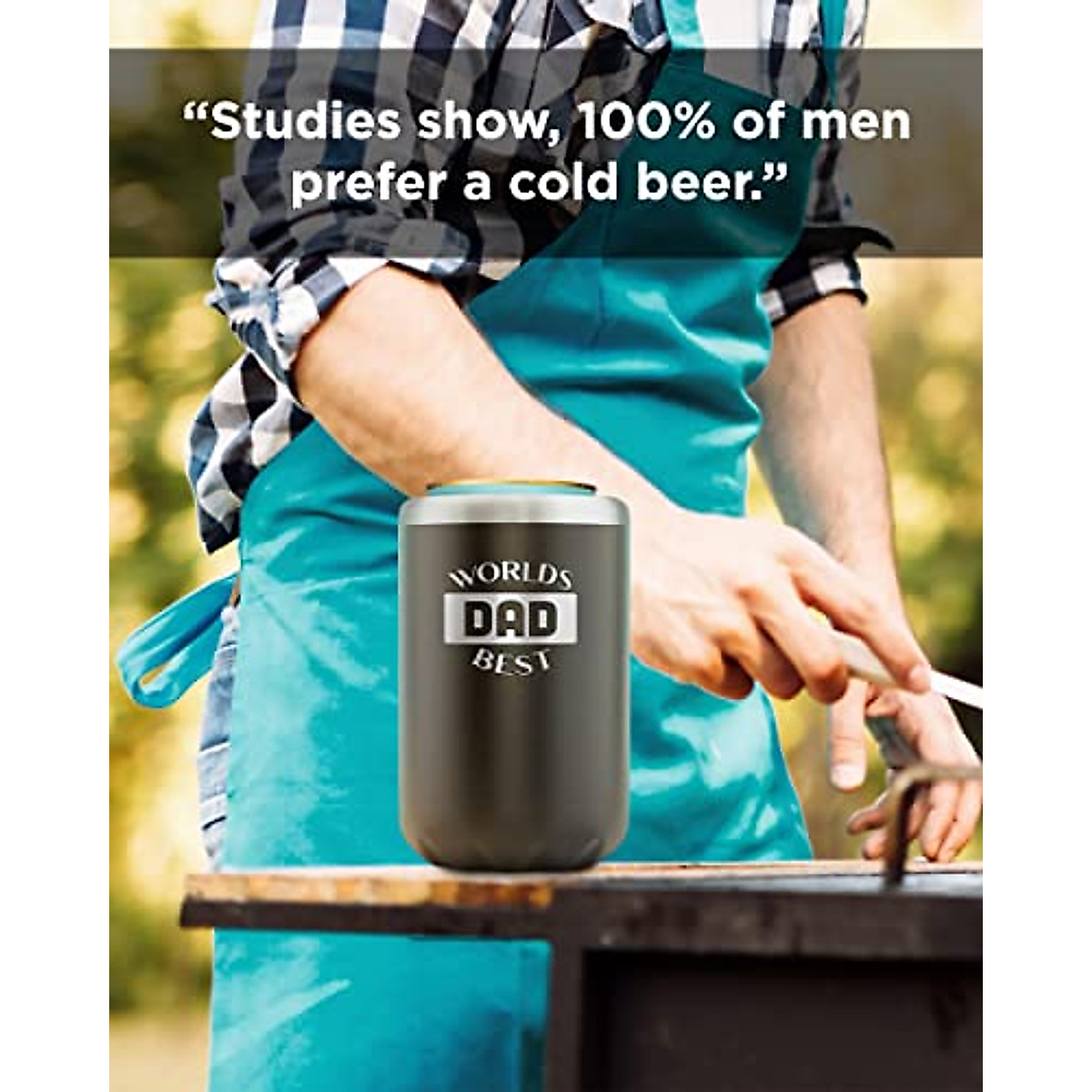 SoHo Can Cooler Gift for Dad, Insulated for 12oz Standard Beer, Soda Can, Tumbler for Fathers Day/Christmas/Birthday Gifts "Worlds Best Dad"(Gift Boxed)