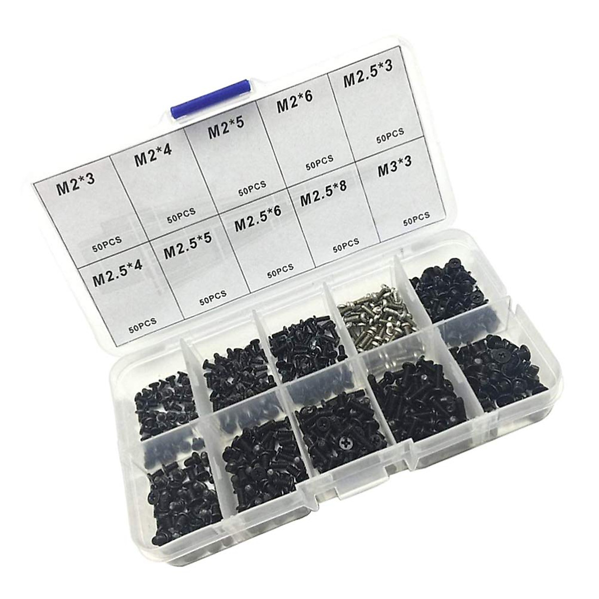 TEHAUX 500pcs Set Lap Desk Head Bolt Self Tapping Screws Metal Screws Computer Screws Head Cap Screw Cross Head Screw 6mm Machine Screws Small Black Screws Laptop Screw Group