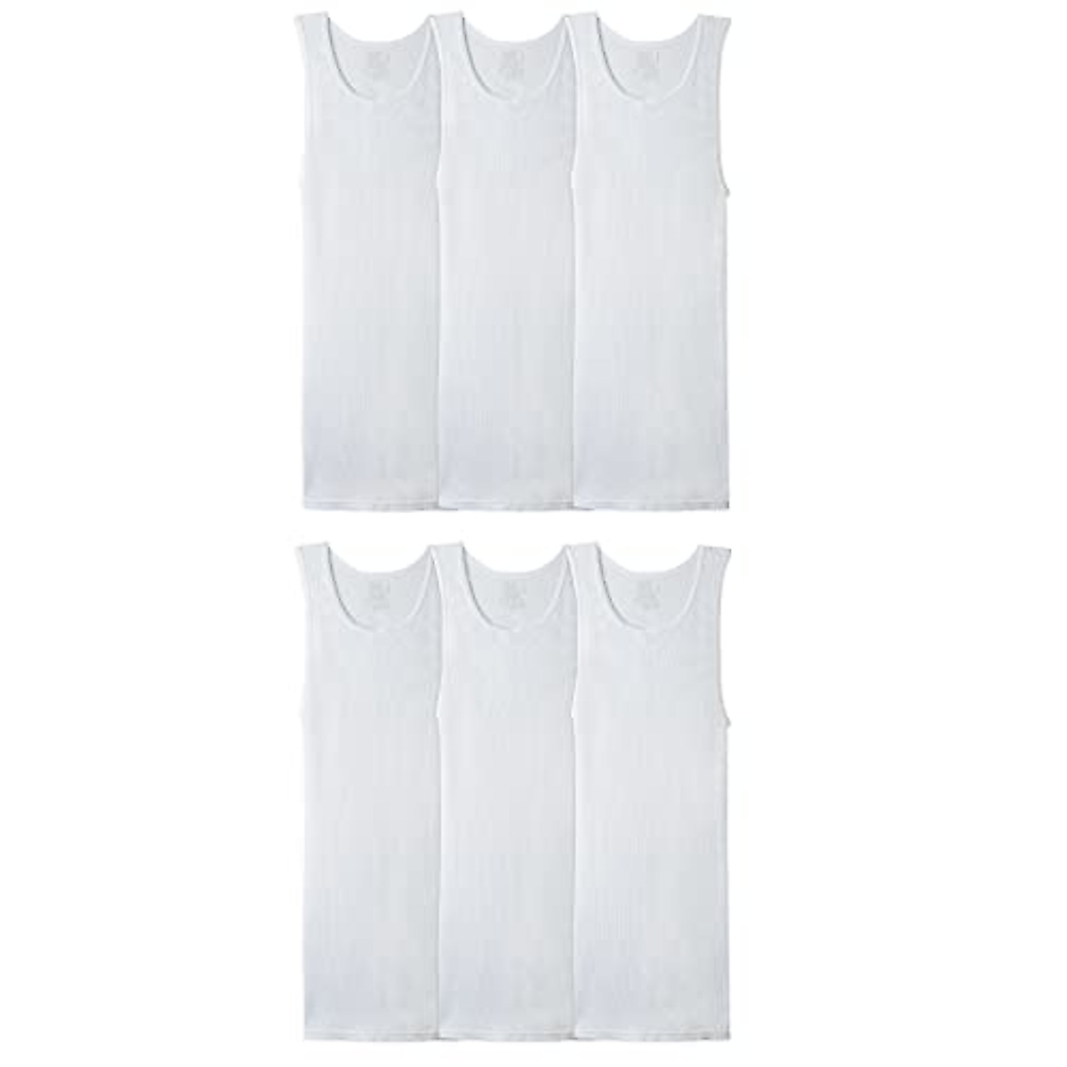 Fruit of the Loom Men's Sleeveless Tank A-Shirt, Tag Free & Moisture Wicking, Ribbed Stretch Fabric, Big Man-6 Pack-White, 4X-Large