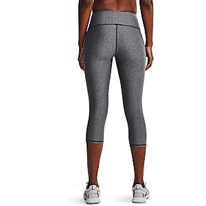 Under Armour Womens HeatGear Armour High Waisted Pocketed No-Slip Capri , Charcoal Light Heather (019)/White , Medium