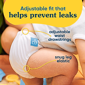 Charlie Banana Reusable Swim Diaper, Washable, Adjustable Drawstring for Baby Girls Boys, Soft and Snug Waterproof Fit to Prevent Leaks - Seally, Size S (12-20 lbs.)