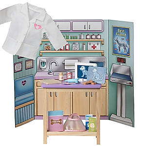Adora Amazing World Veterinary Clinic Wooden Play Set – 17 Piece Accessory Pretend Play Set for 18 Dolls (Amazon Exclusive), Multicolor (29131)