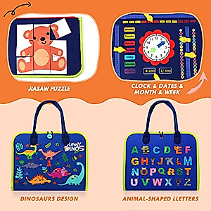 Hooku Busy Board for 1 Year Old, Montessori Toys for 2 Year Old, Baby Sensory Toys for Toddlers 1-3, Fine Motor Toys, Toddler Travel Toys, Toddler Learning Activities,Birthday Gifts for Baby Boy Girl