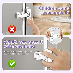 2 Pack Upgrade Child Proof Refrigerator Lock, HEOATH Fridge/Freezer Door Lock for Toddlers Children Kids, no Tools Need or (White)